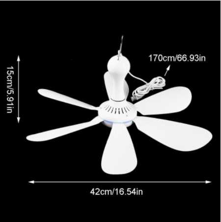 DOU 6 Leaves USB Ceiling Fan Air Cooler Hanging Tent Fans for Camping ...