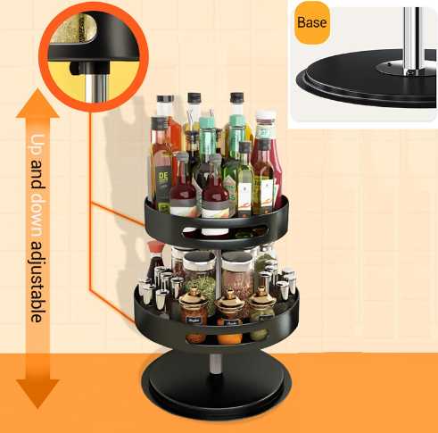 360 Metal Rotating Kitchen Rack Rotate Kitchenware Organizer Seasoning ...