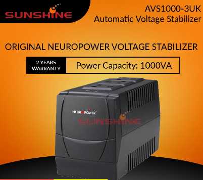 NEUROPOWER AVS 3UK Series AVS1000-3UK AUTOMATIC VOLTAGE STABILISER