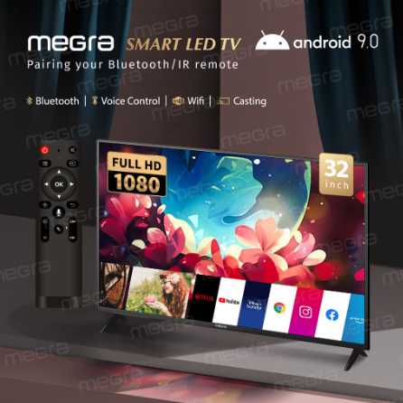 MEGRA TV 32 Inch Smart LED TV Powered By Android O.S 9.0