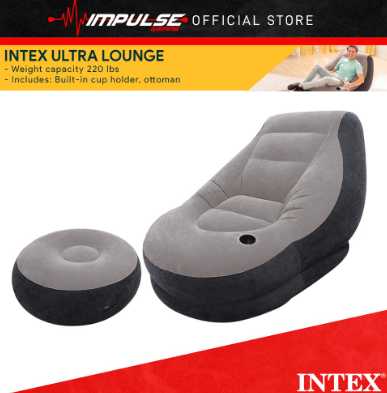 INTEX 68564 Ultra Lounge Inflatable Air Sofa With Foot Stool