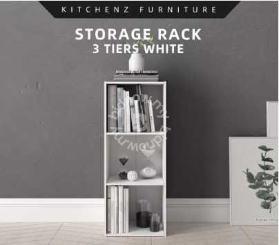 KitchenZ 3 Tier Rack Storage Color Box Bookcase Multipurpose Cabinet 1001