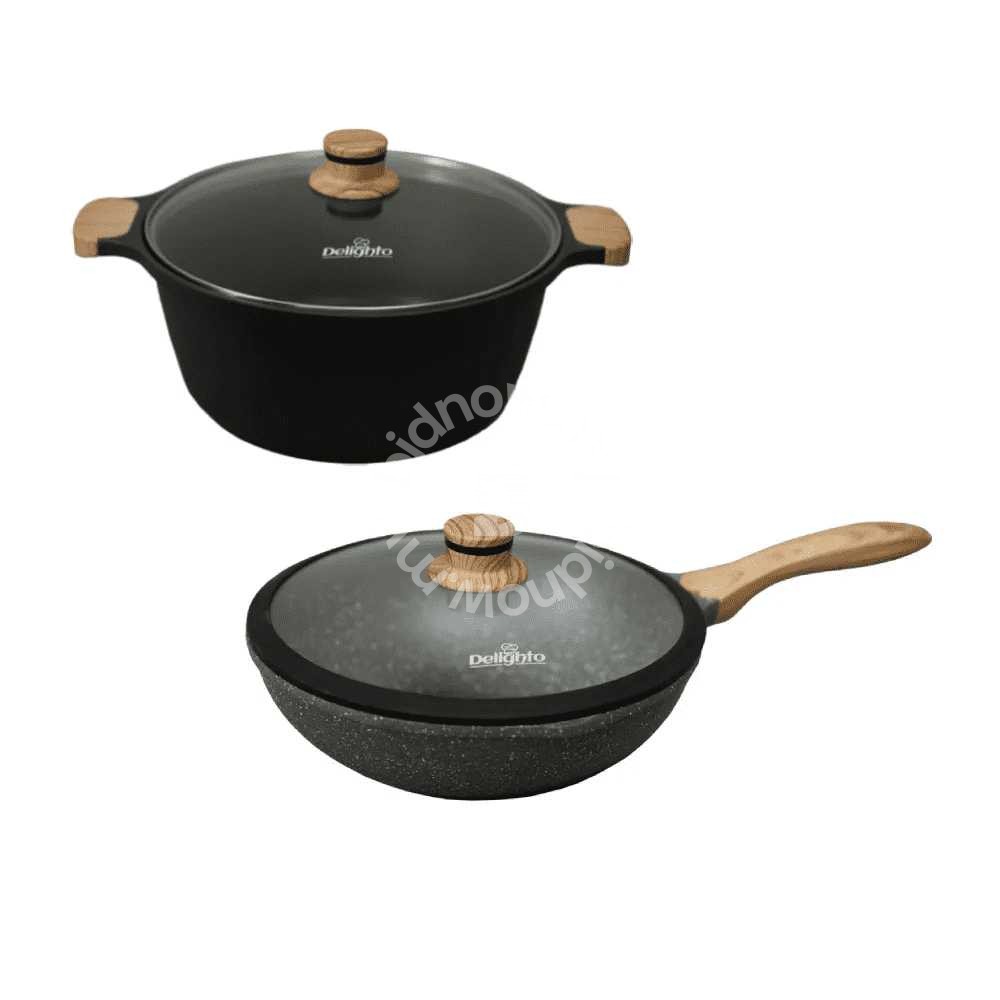 Delighto 28cm Casserole Soup Pot + 28cm Deep Fry Wokpan
